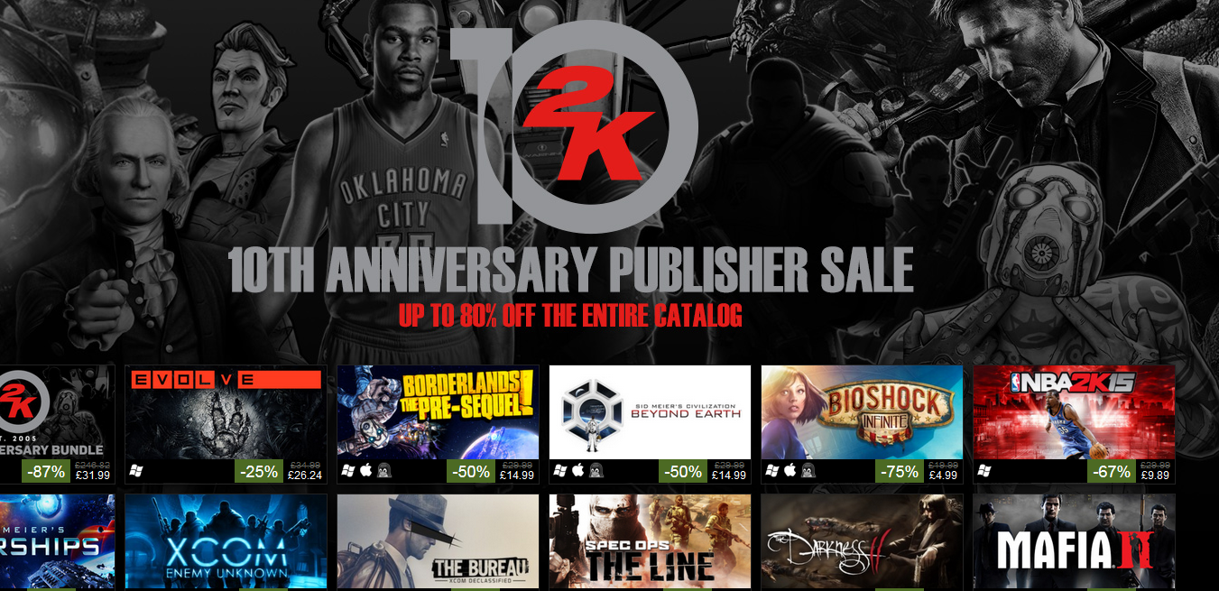 Steam kicks off the 2K 10th Anniversary Publisher Sale | GameWatcher