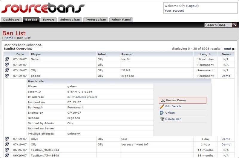 SourceBans RC1c Full 1.0.0 - Half-Life 2 Mods | GameWatcher
